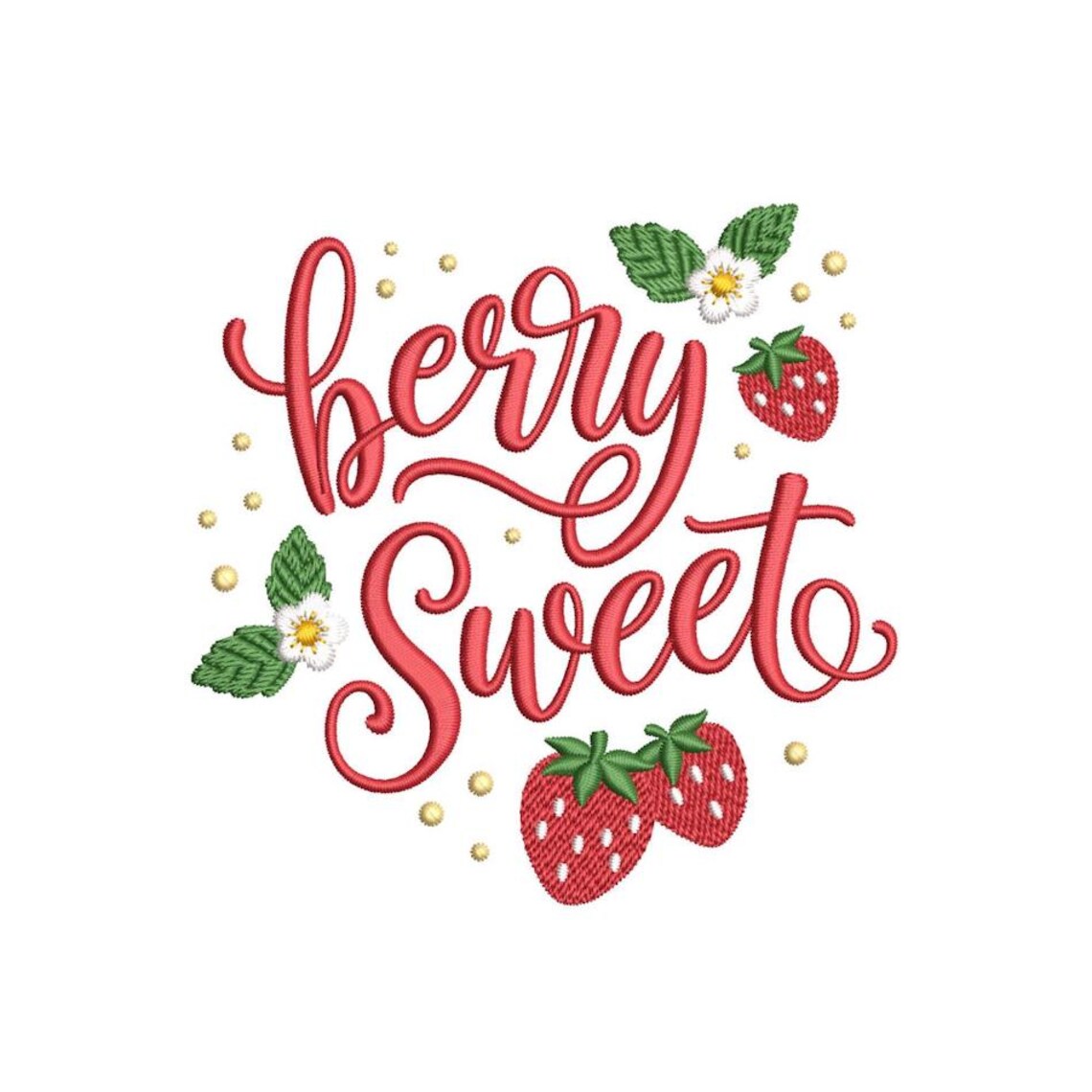 Berry Sweet Script With Strawberries Machine Embroidery Design for ...