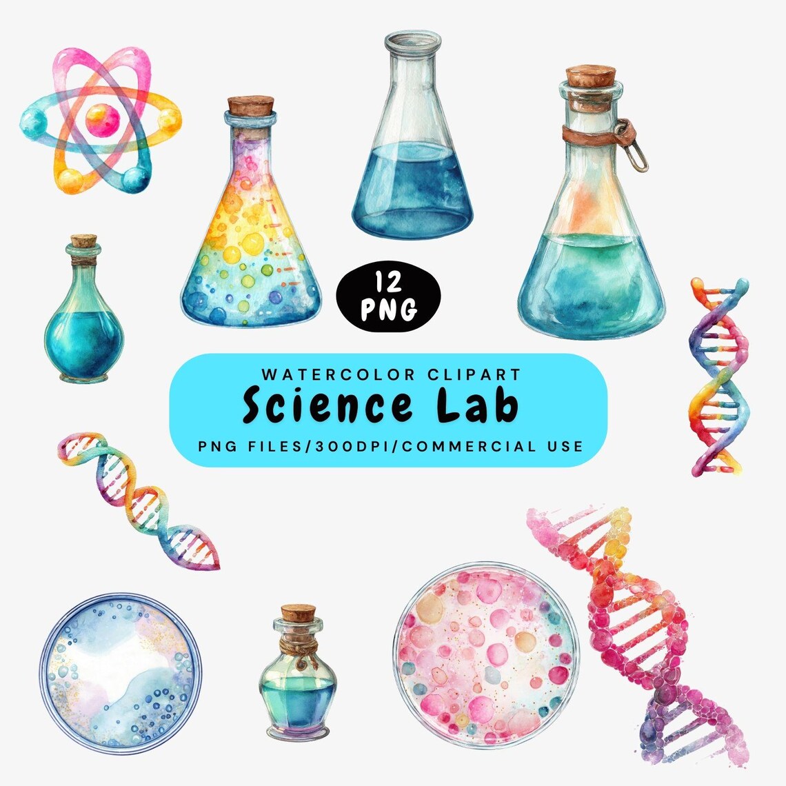 Science Lab Clipart: Chemistry PNG Graphics (digital Download) - Etsy