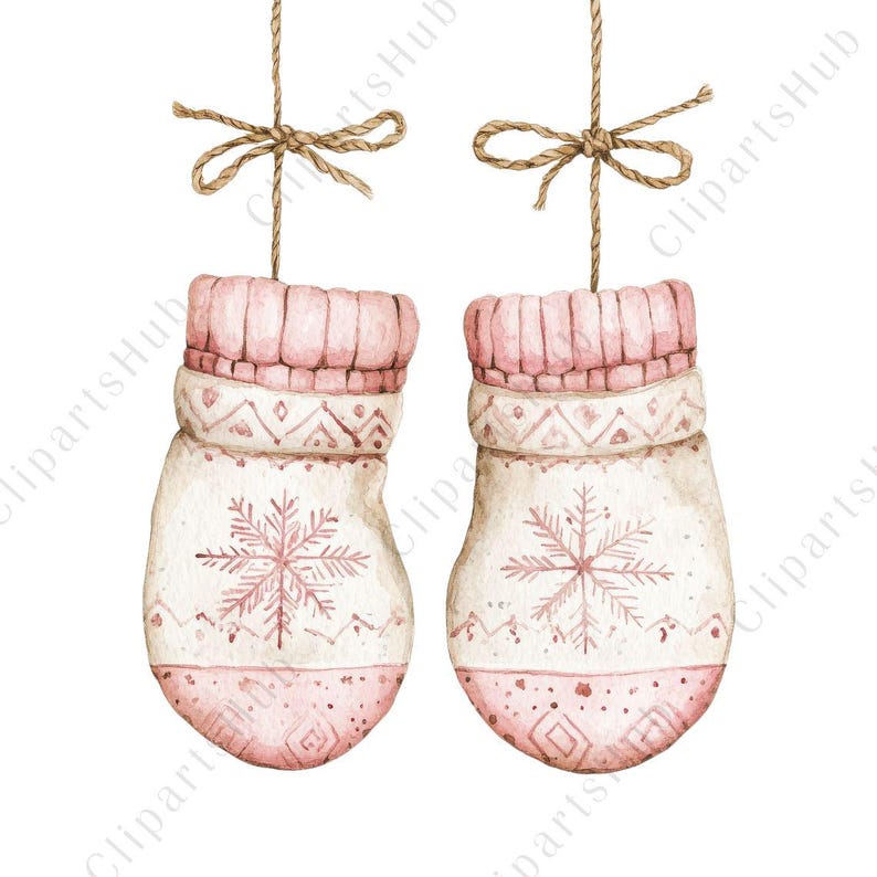 13 Watercolor Winter Mittens Clipart, Cozy Gloves PNG Set, Holiday ...