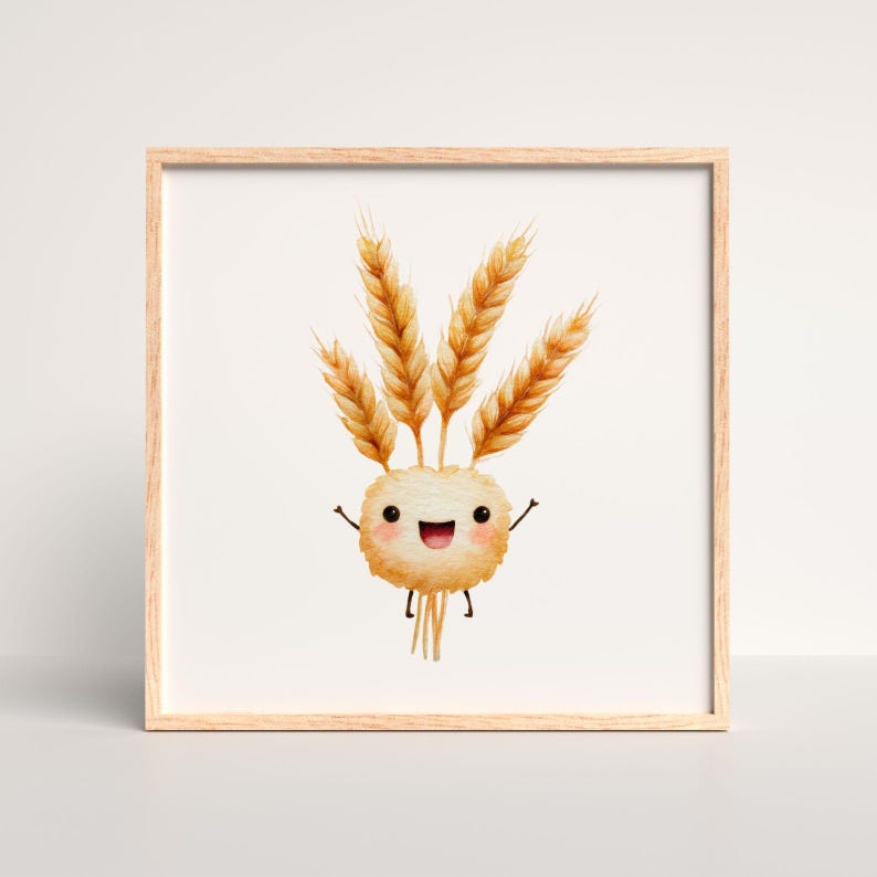 Cartoon Wheat Clipart, Cute Wheat PNG Bundle, Kawaii Grain Illustration ...