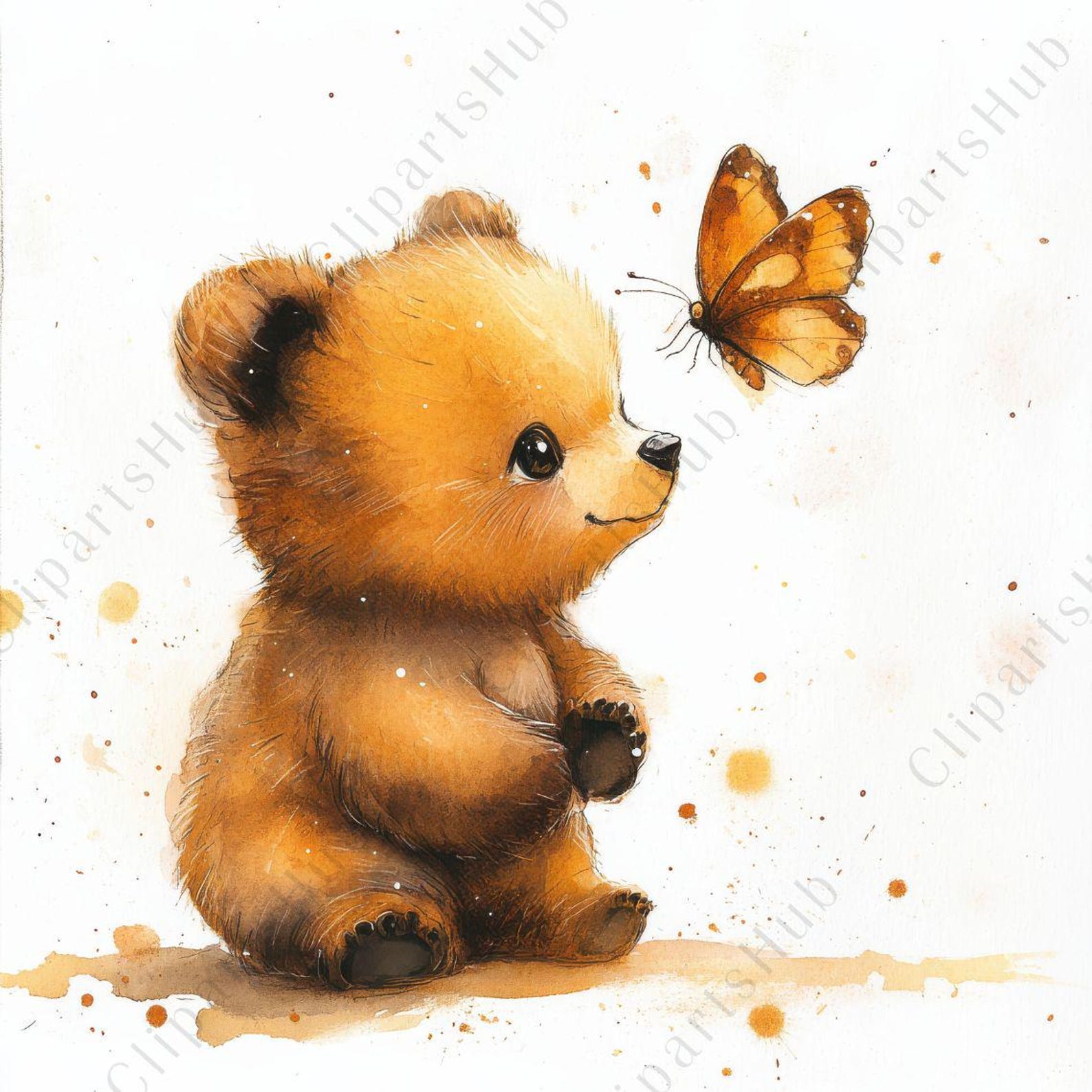 11 Watercolor Baby Bear Clipart, Cute Woodland Animal, Bear and ...