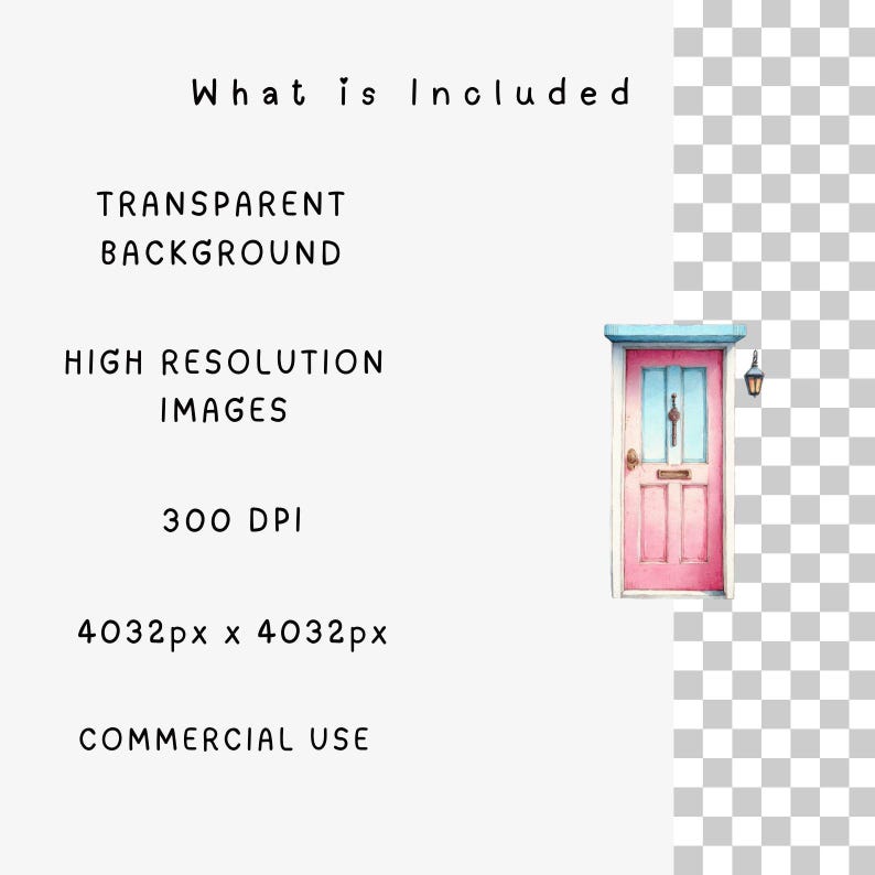 Cartoon Door Clipart, Cute Door PNG Bundle, Kawaii House Illustration ...