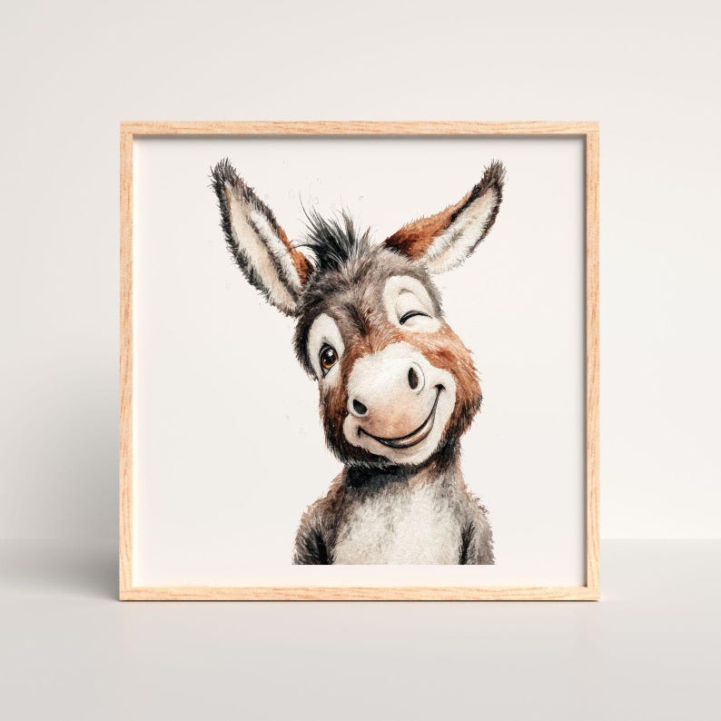 Cute Donkey Clipart, Baby Donkey PNG Bundle, Farm Animal Illustration ...