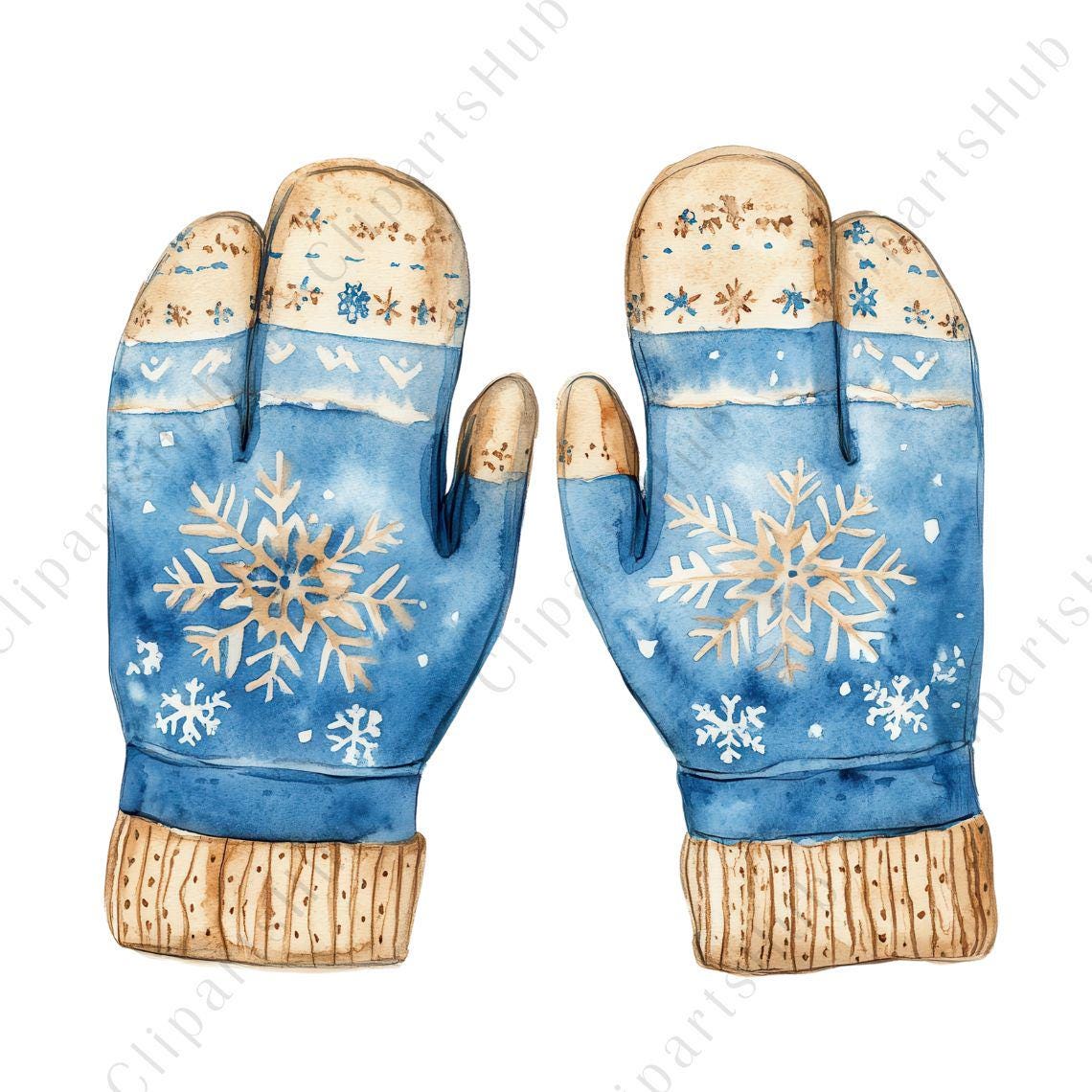 13 Watercolor Winter Mittens Clipart, Cozy Gloves PNG Set, Holiday ...