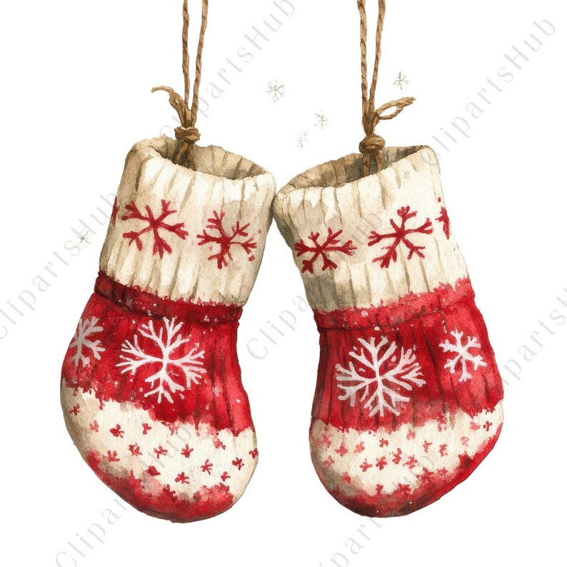 13 Watercolor Winter Mittens Clipart, Cozy Gloves PNG Set, Holiday ...