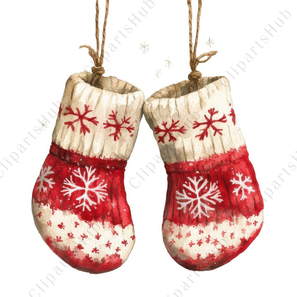 13 Watercolor Winter Mittens Clipart, Cozy Gloves PNG Set, Holiday ...