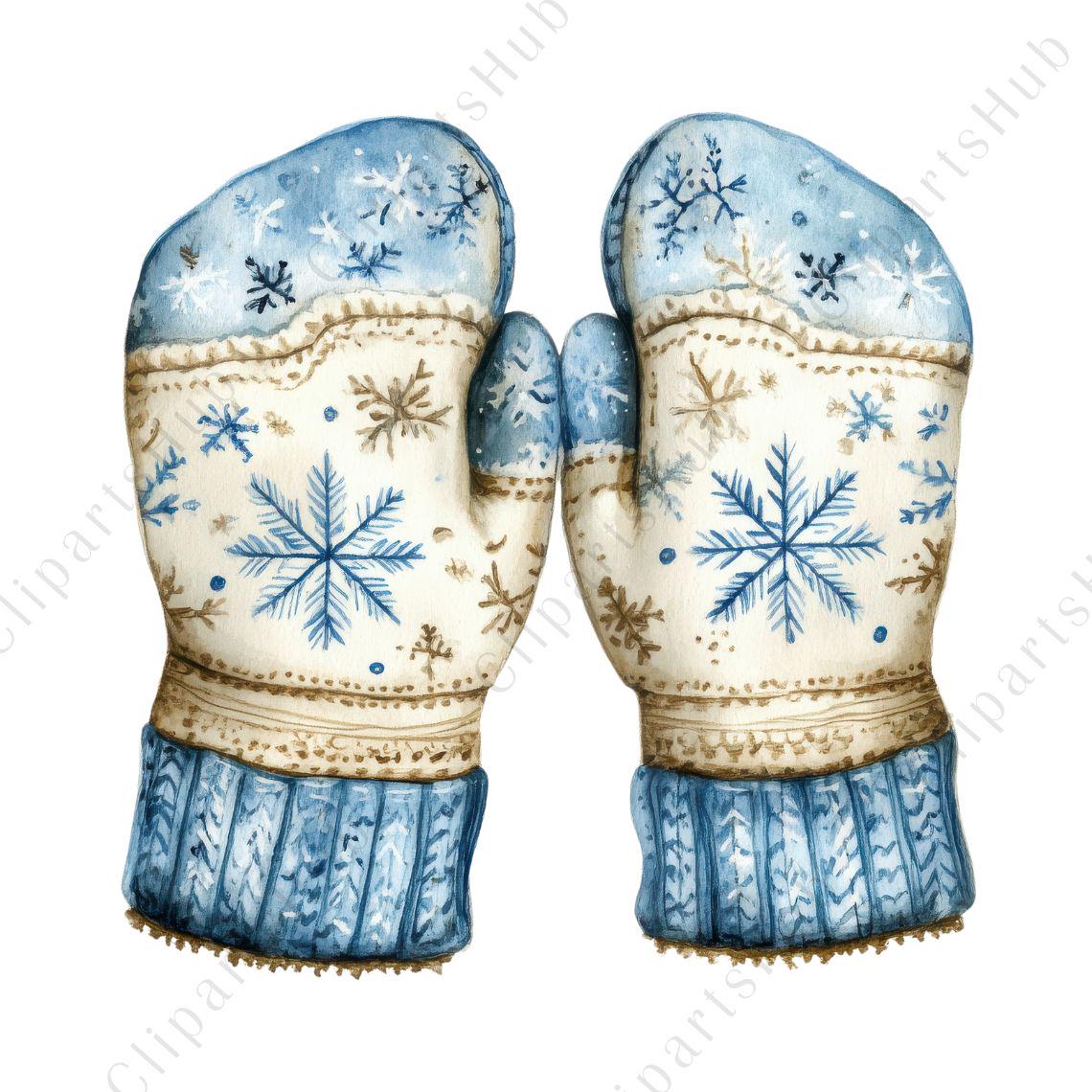 13 Watercolor Winter Mittens Clipart, Cozy Gloves PNG Set, Holiday ...