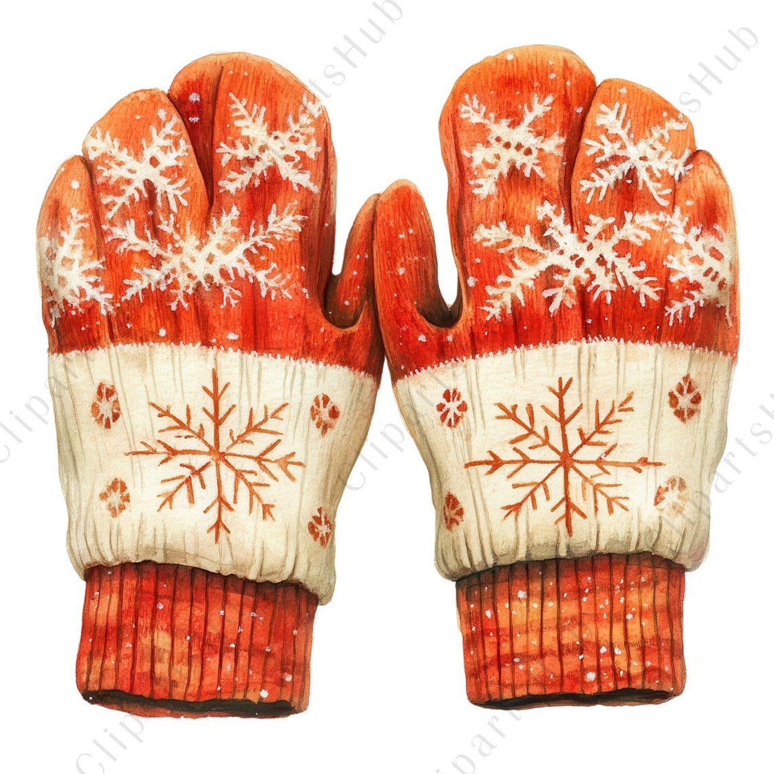 13 Watercolor Winter Mittens Clipart, Cozy Gloves PNG Set, Holiday ...