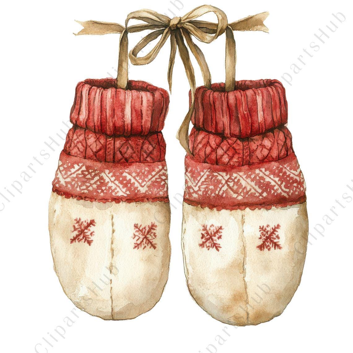 13 Watercolor Winter Mittens Clipart, Cozy Gloves PNG Set, Holiday ...