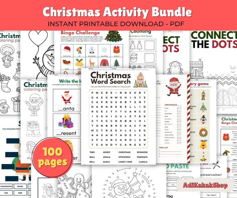 Christmas Activity Bundle – Printable Games, Mazes, and Coloring (PDF ...
