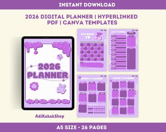2026 Digital Planner (green Edition) — Hyperlinked PDF + Editable Canva ...
