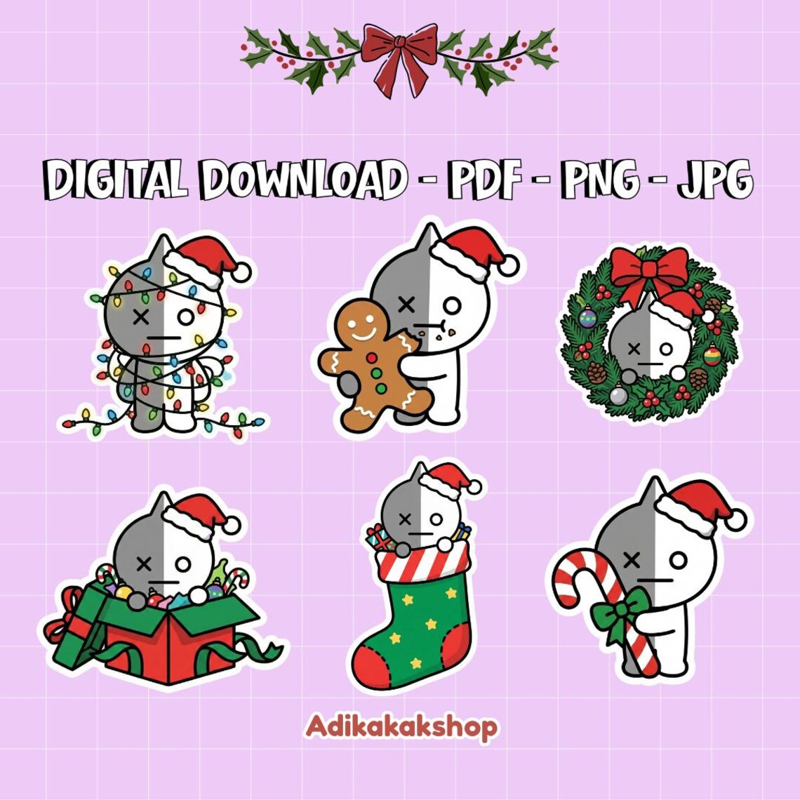 BT21 Christmas Stickers | Cute Kawaii Xmas Sticker Set | Printable Pdf ...