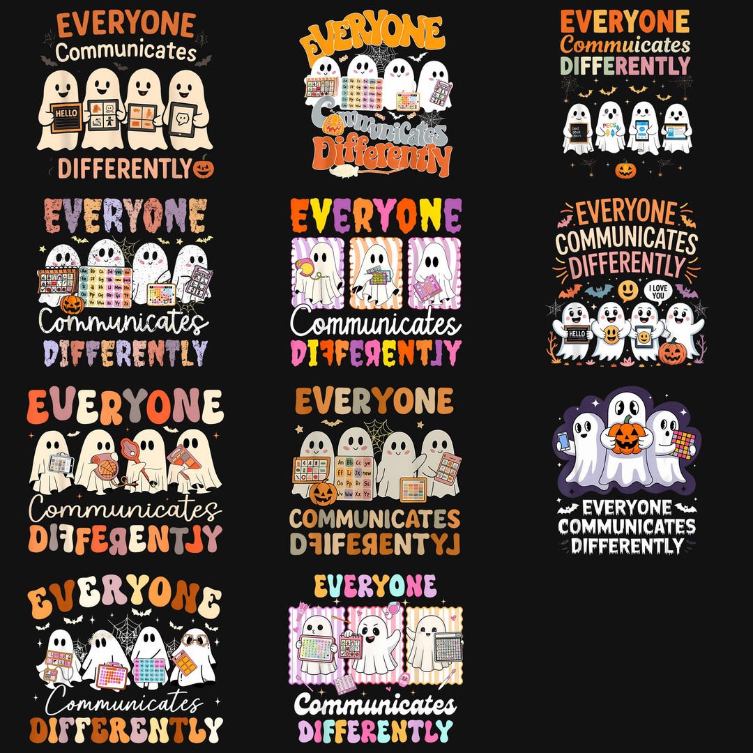 Everyone Communicates Differently PNG, Cute Ghost Halloween SLP SPED ...