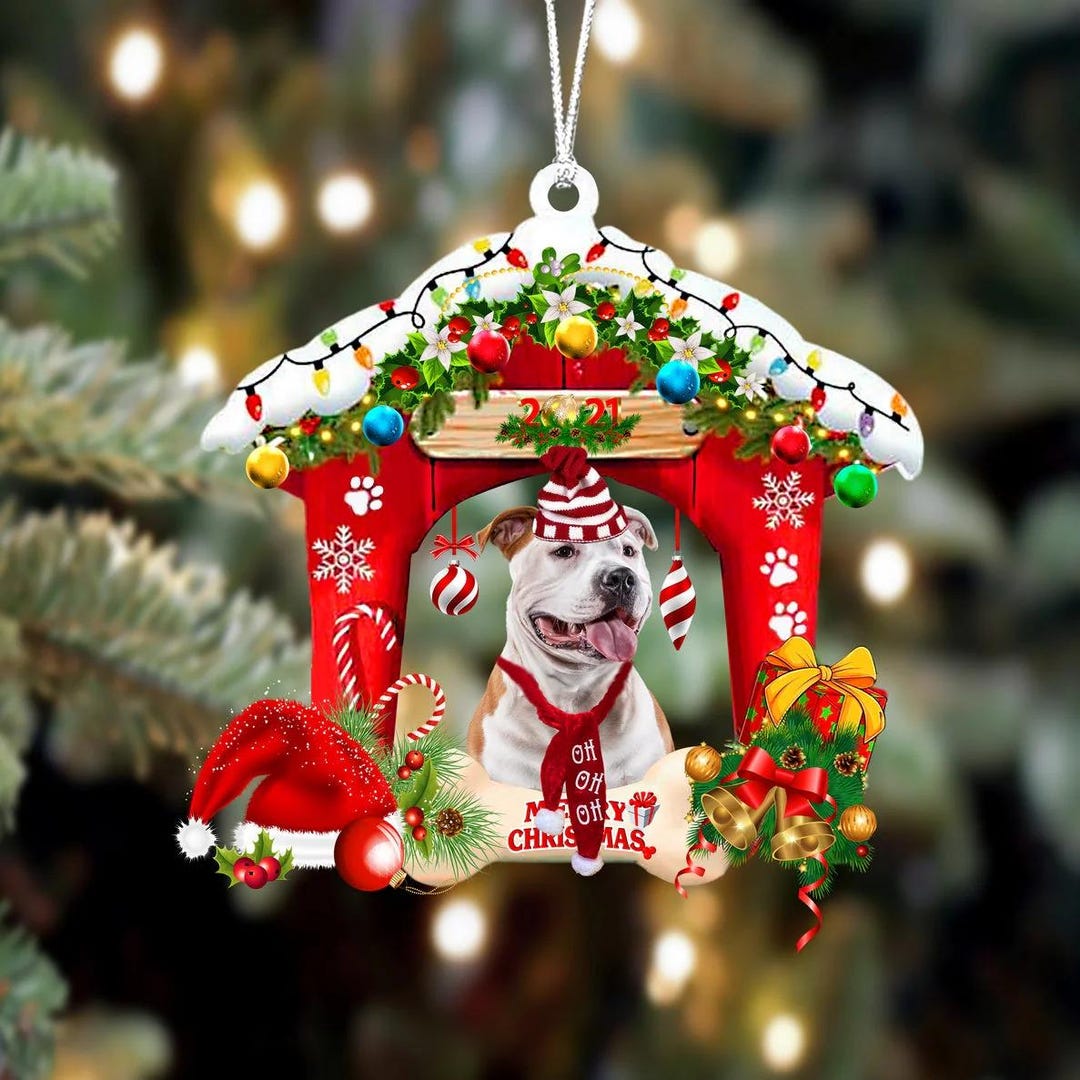 American Staffordshire Terrier Christmas Ornament, Two-sided Dog in ...