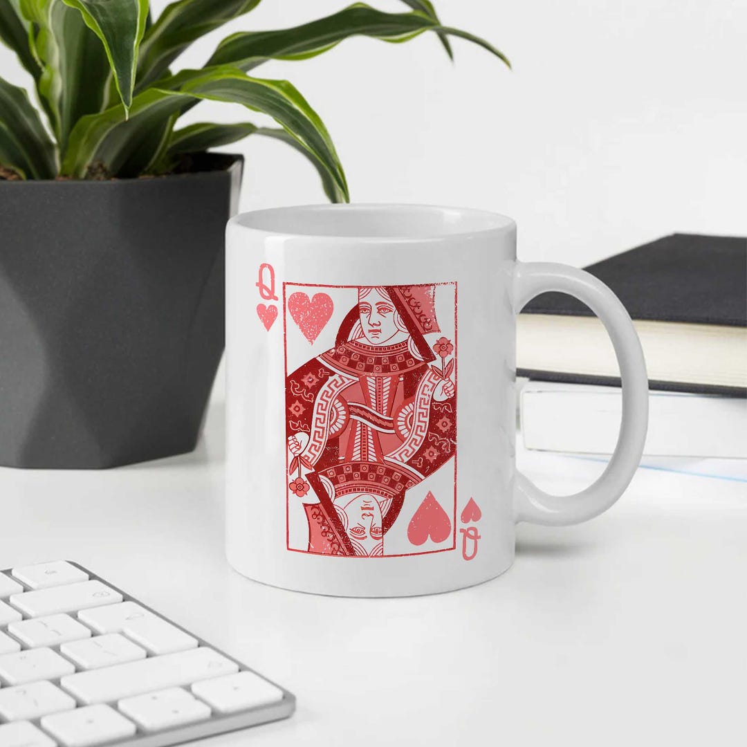 Queen of Hearts Mug, Playing Card Coffee Cup, Valentine's Day Gift - Etsy
