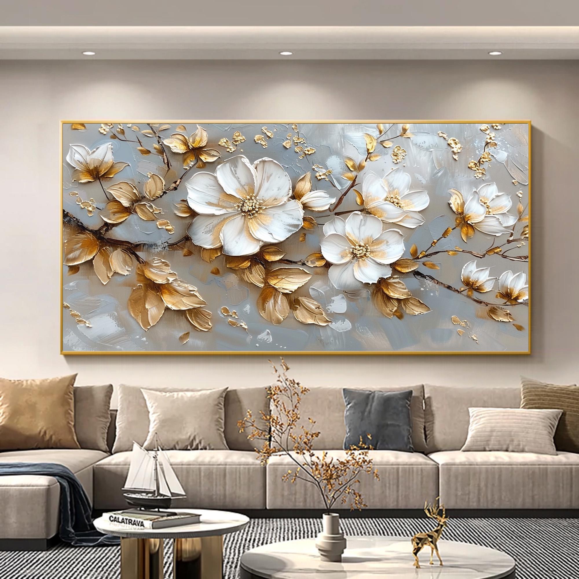 Abstract Texture 3D Flower Oil Painting, Original Colourful Blossom ...