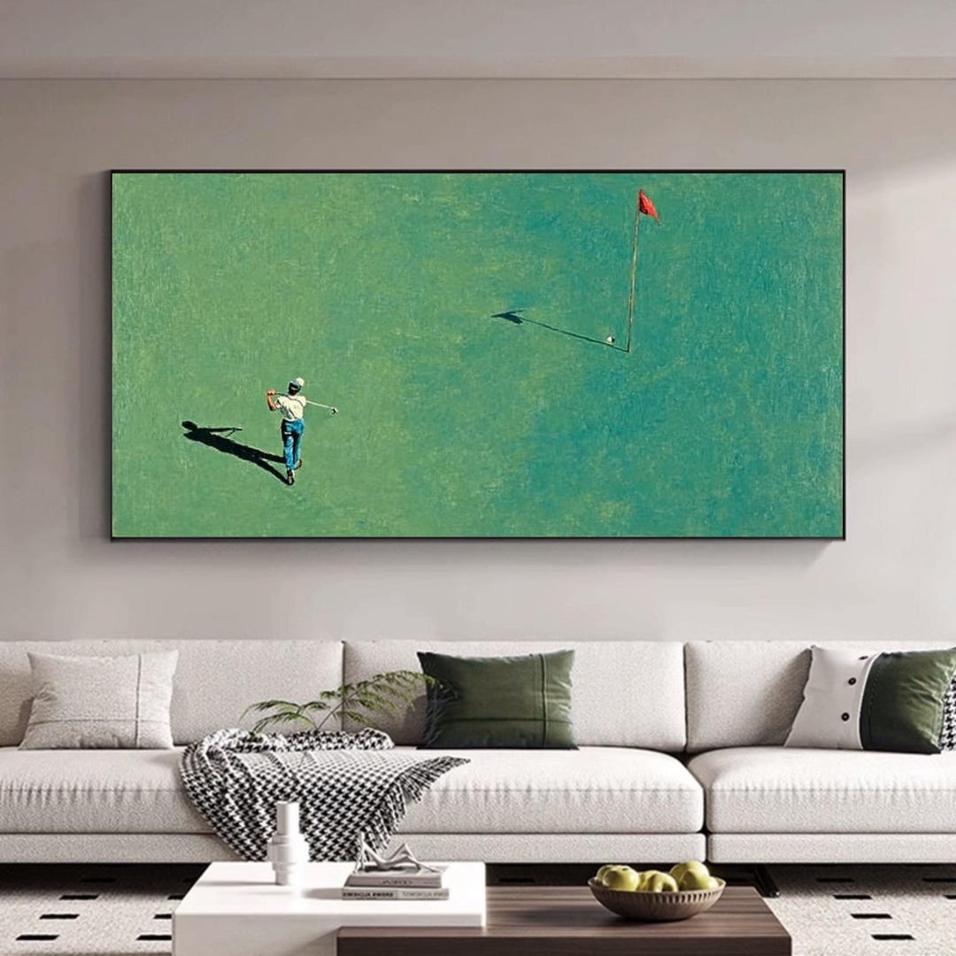 Original Golf Championship Oil Painting on Canvas, Abstract Golf Sports ...
