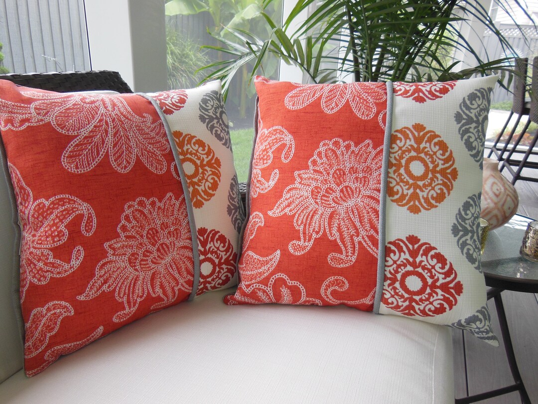 Front Porch Pillow - Autumn Fall Outdoor Pillow - Reversible Pillow ...