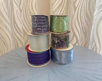 Wired Ribbon Clearance Assortment Christmas Ribbon Blue and Silver ...
