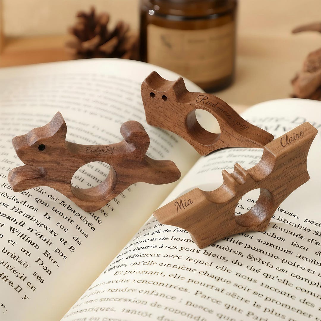 Lazy Cat Custom Wooden Thumb Flip Stand,wooden Thumb Book Page Stand ...