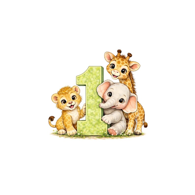 Safari Numbers Clipart PNG, Jungle Animals Numbers 0-9, Cute Baby ...