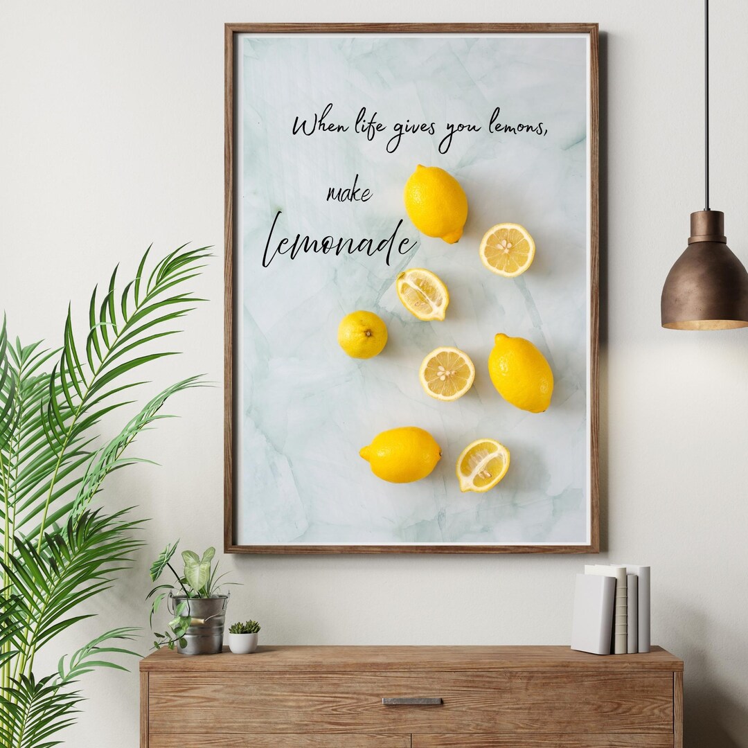Cheerful Lemon-inspired Motivational Wall Art Print, Digital Kitchen ...