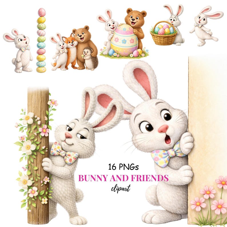 Bunny Easter Clipart, Nursery Animals Graphics, Woodland Animals ...