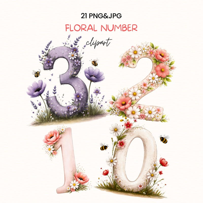 Floral Numbers - Etsy