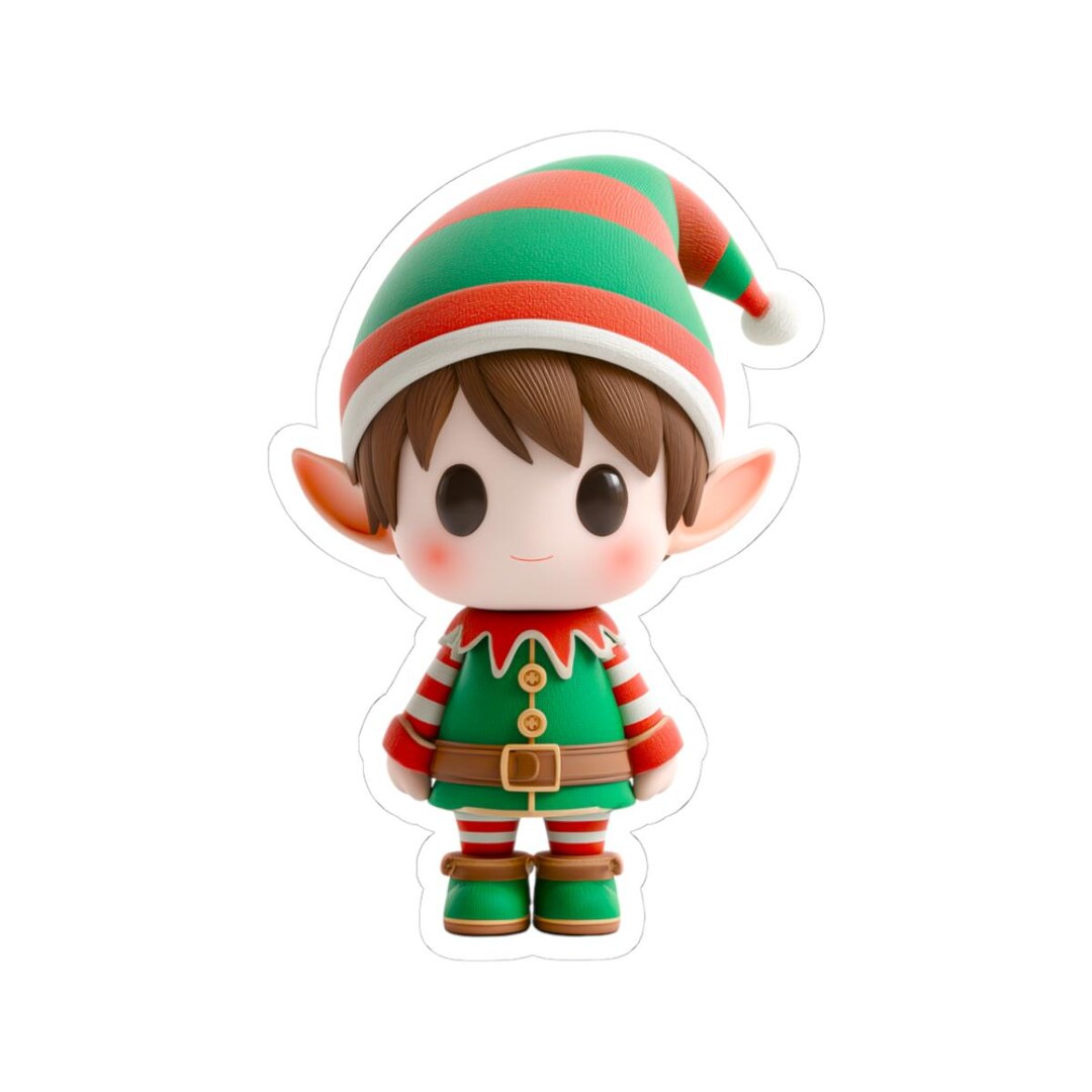 Cartoon Elf Christmas Stickers: Glossy Holiday Decor - Etsy