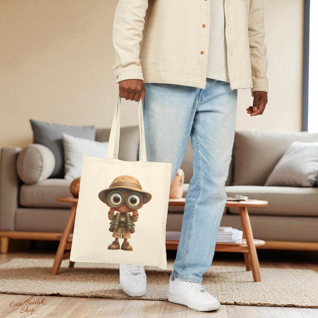 Cotton Canvas Tote Bag, Cute Explorer Tote Bag, Eco-friendly Reusable ...