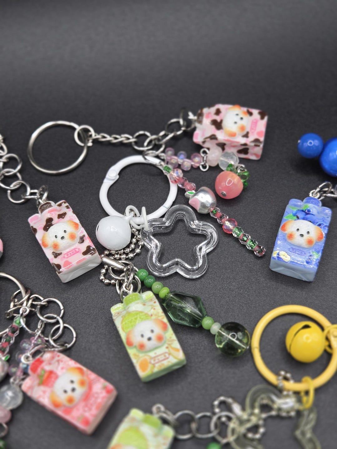 Milk Carton Keychains – Kawaii Drink Charms With Beads & Mini ...