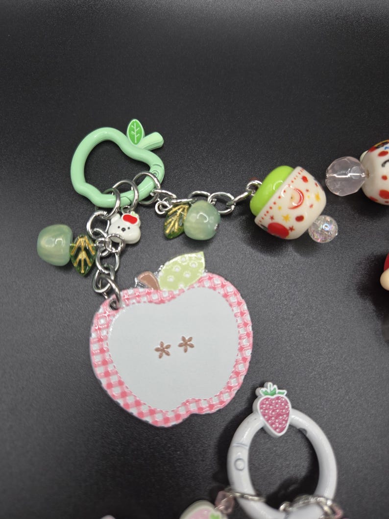 Adorable Strawberry or Apple Keychains | Fruit-themed Charms for Bags ...
