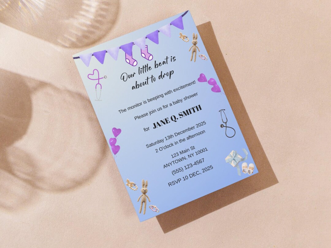 Cardiac Nurse Baby Shower Invitation, Cardiology Heart Surgeon Gift ...
