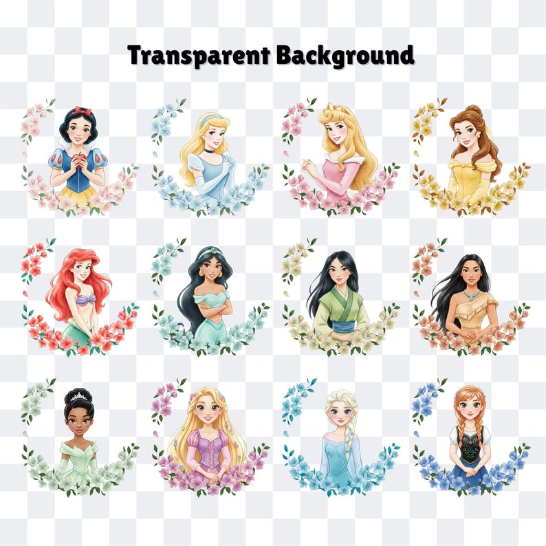 Watercolor Flora Princess SET 2 Clipart Bundle | 20 PNG & SVG 4000px ...