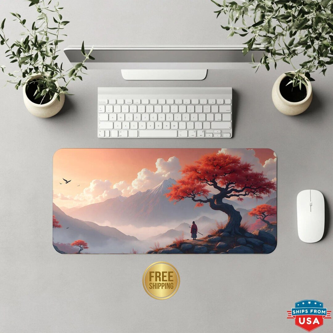 Samurai Desk Mat, Japanese Aesthetic Mouse Pad, Large Gaming Surface ...