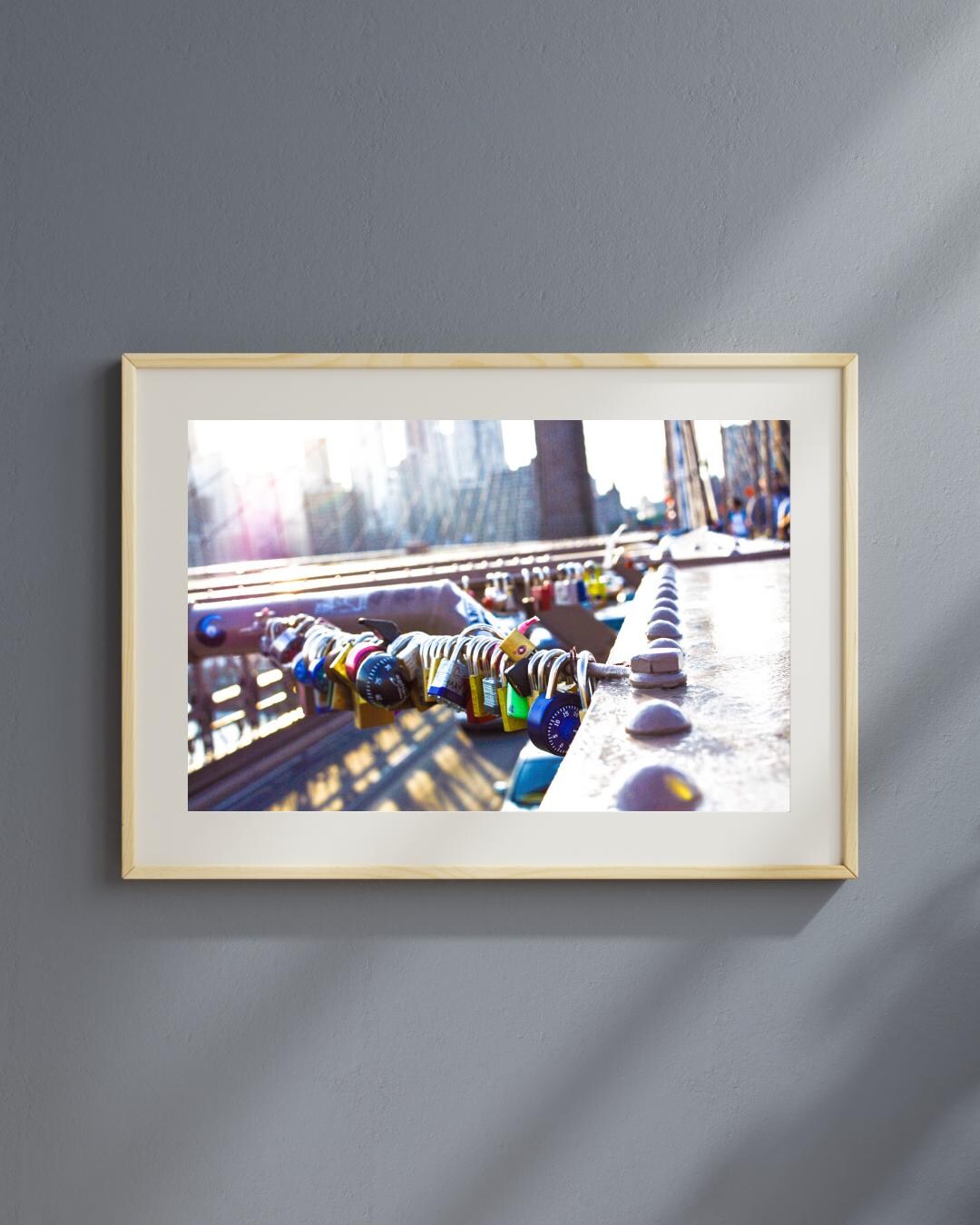 Brooklyn Bridge Love Locks Print – Romantic New York Sunset Photography ...
