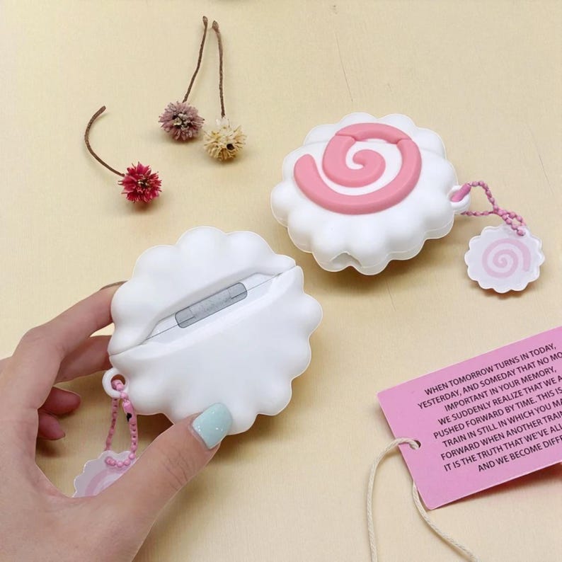 Floral Silicone Earbud Case With Keychain Clip – Cute Protection Cover ...