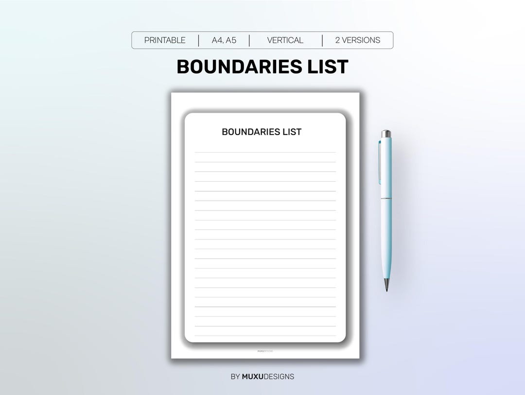 Boundaries List Template, A4, A5, Instant Download PDF, Minimalist - Etsy