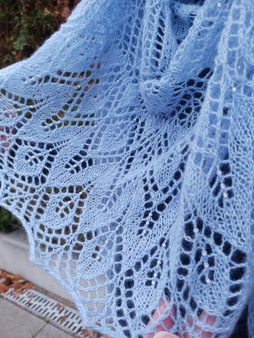 Botanica Park Shawl Knitting Pattern, Crescent Lace Shawl With Beads ...