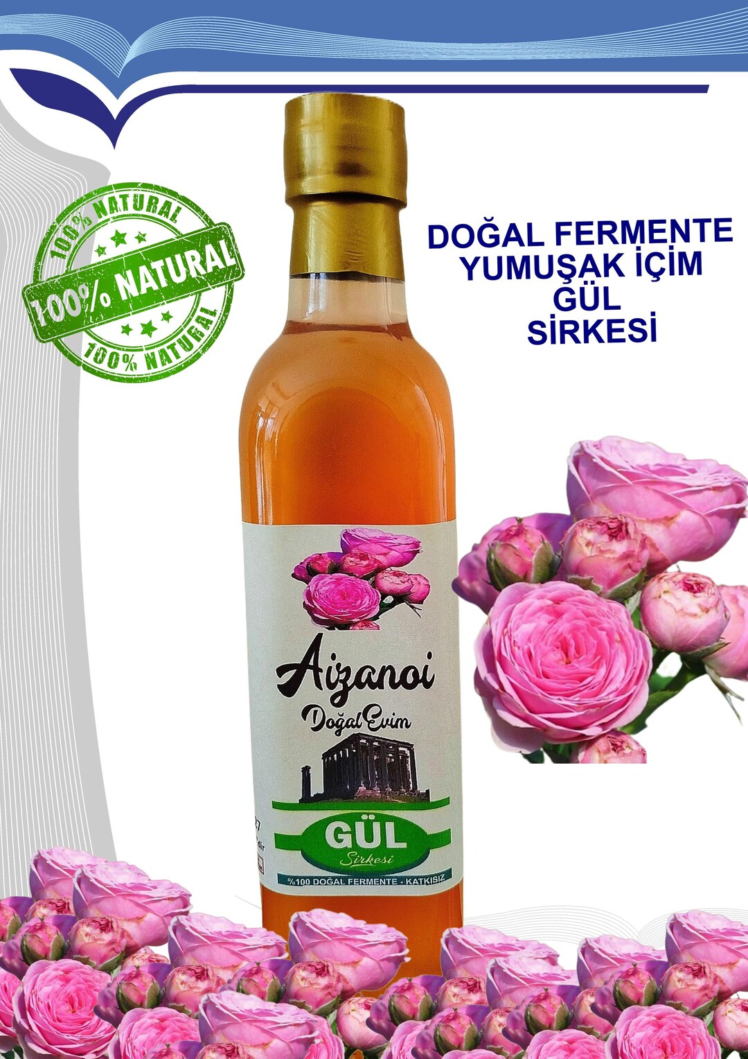 Natural Fermented Rose Vinegar 500ml – Drinkable, Handmade, Additive ...