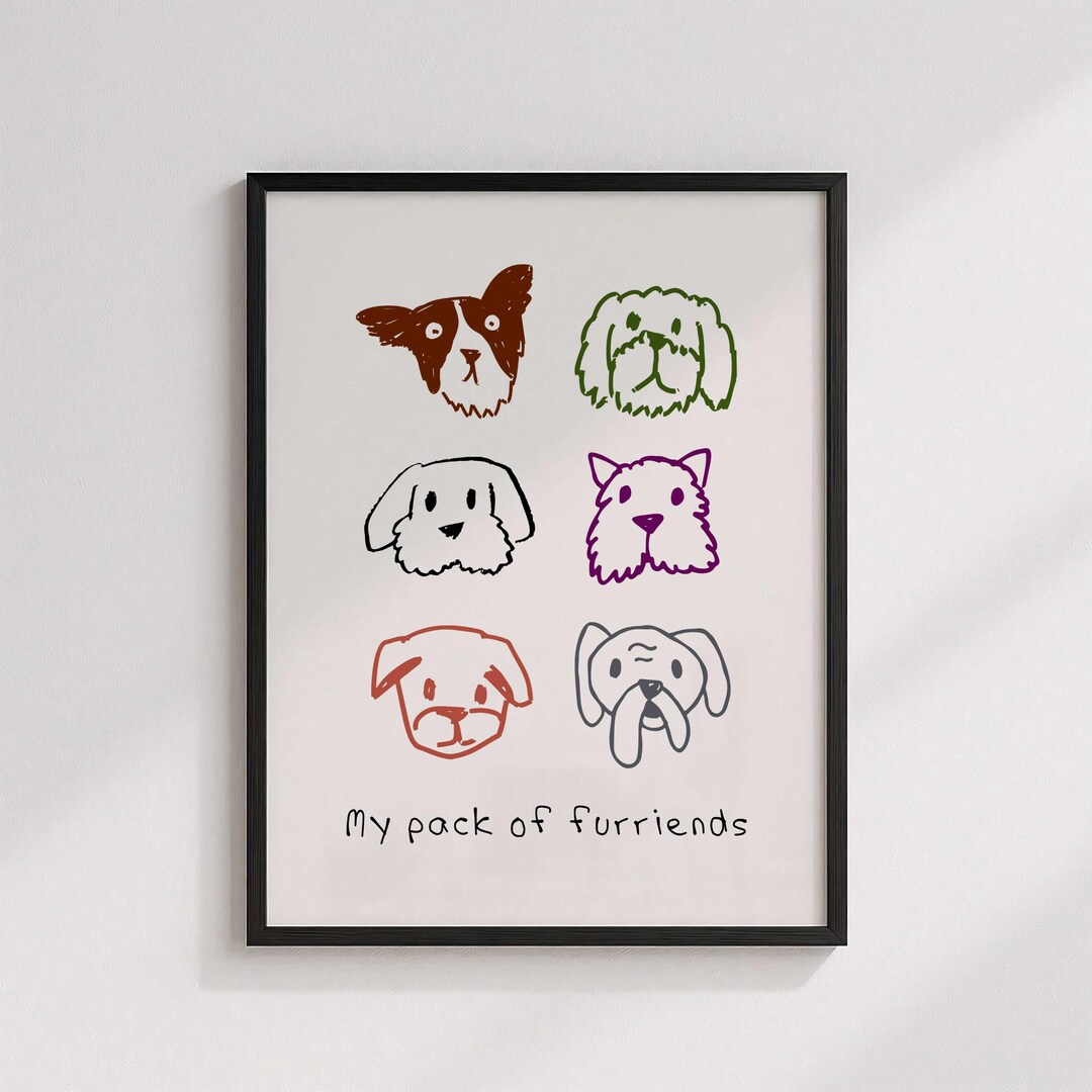 Dog Faces Art Print | Funny Pet Pack Doodle (digital Download) - Etsy