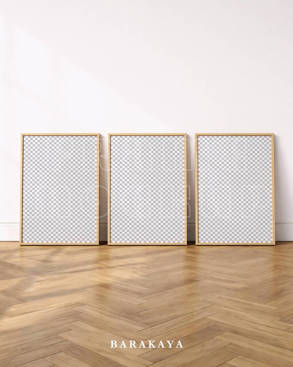 3 (three) Multiple Gallery Wooden Frame PSD Mockup: Minimal Interior ...