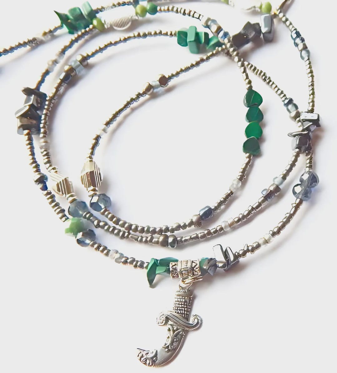 Hematite Malachite Waist Beads, Dagger Belly Chain, Orisha Ogun - Etsy