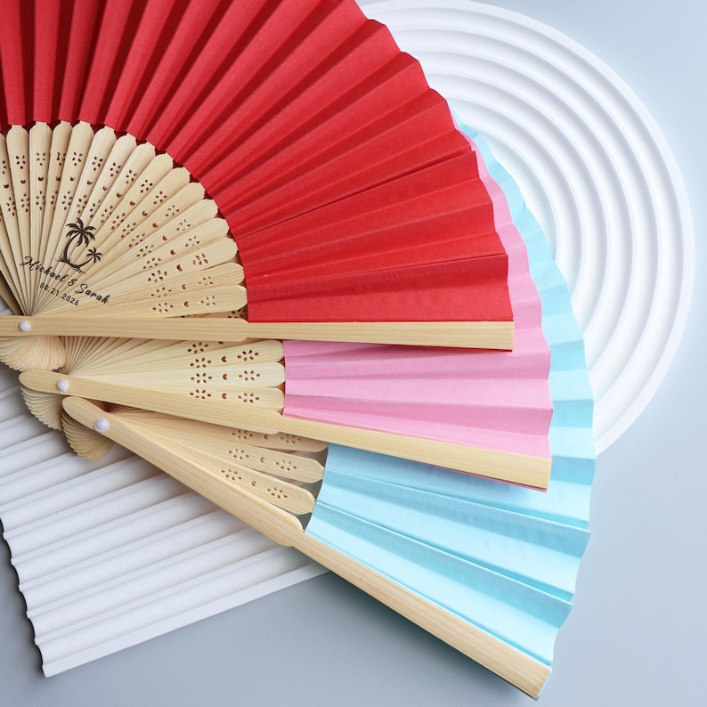 Personalized Wedding Fans Bulk, Custom Paper Folding Hand Fans for ...