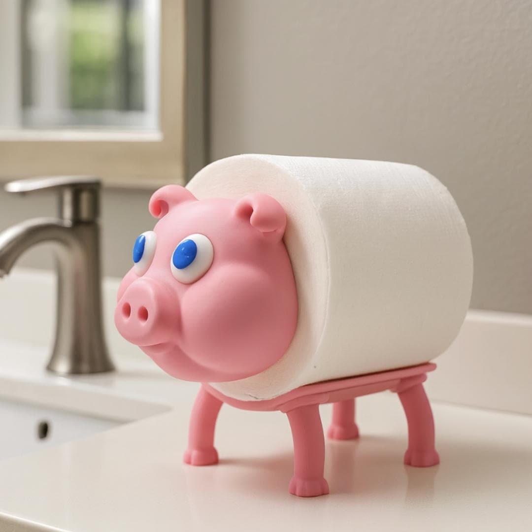 3D Printed Pig Toilet Paper Holder • Quirky Bathroom Décor • Funny ...