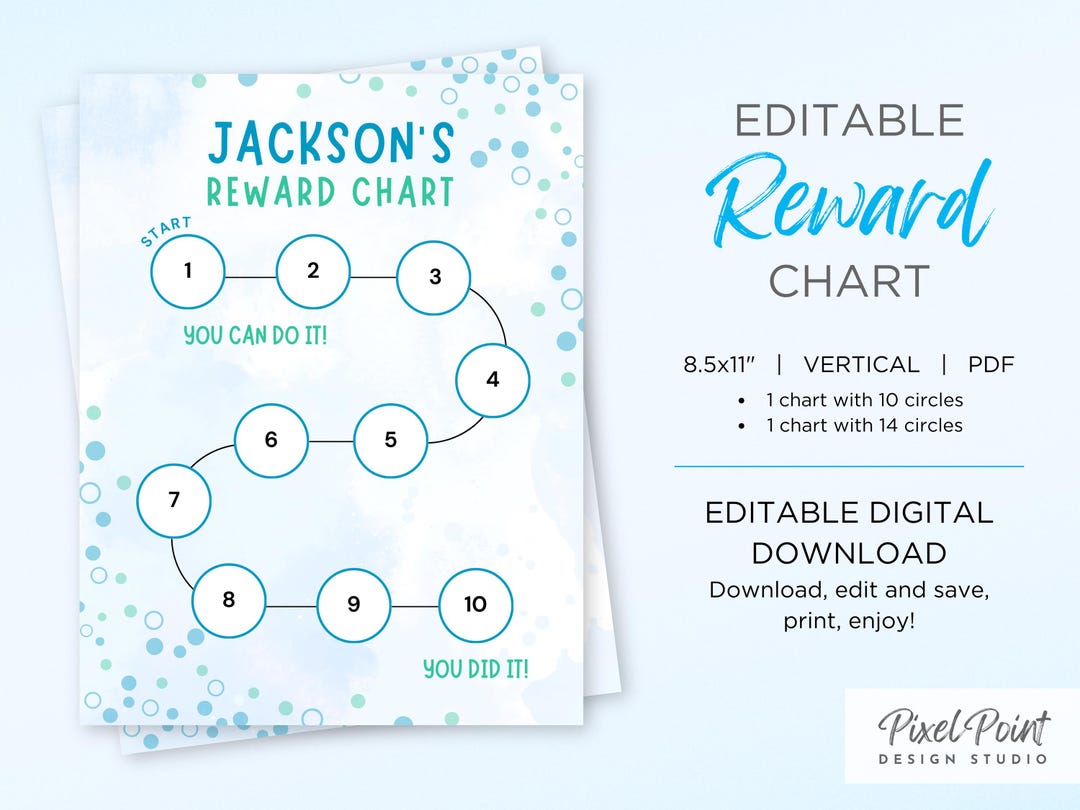 Editable Kids Reward Chart, Printable Circle Chart for Kids, Behavior ...