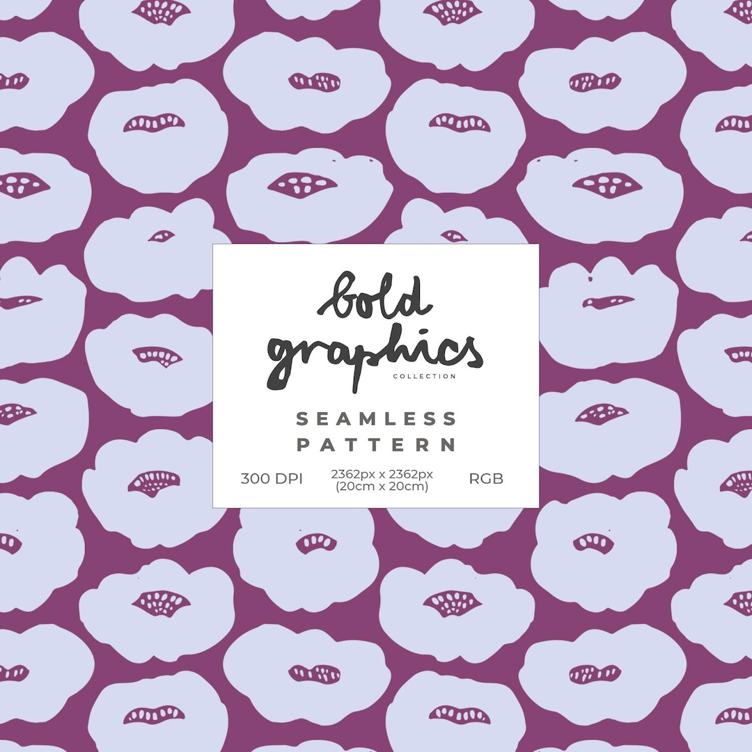 Bold Flower Stripes, Purple + Ice Blue, Bold Graphics - Digital Pattern ...