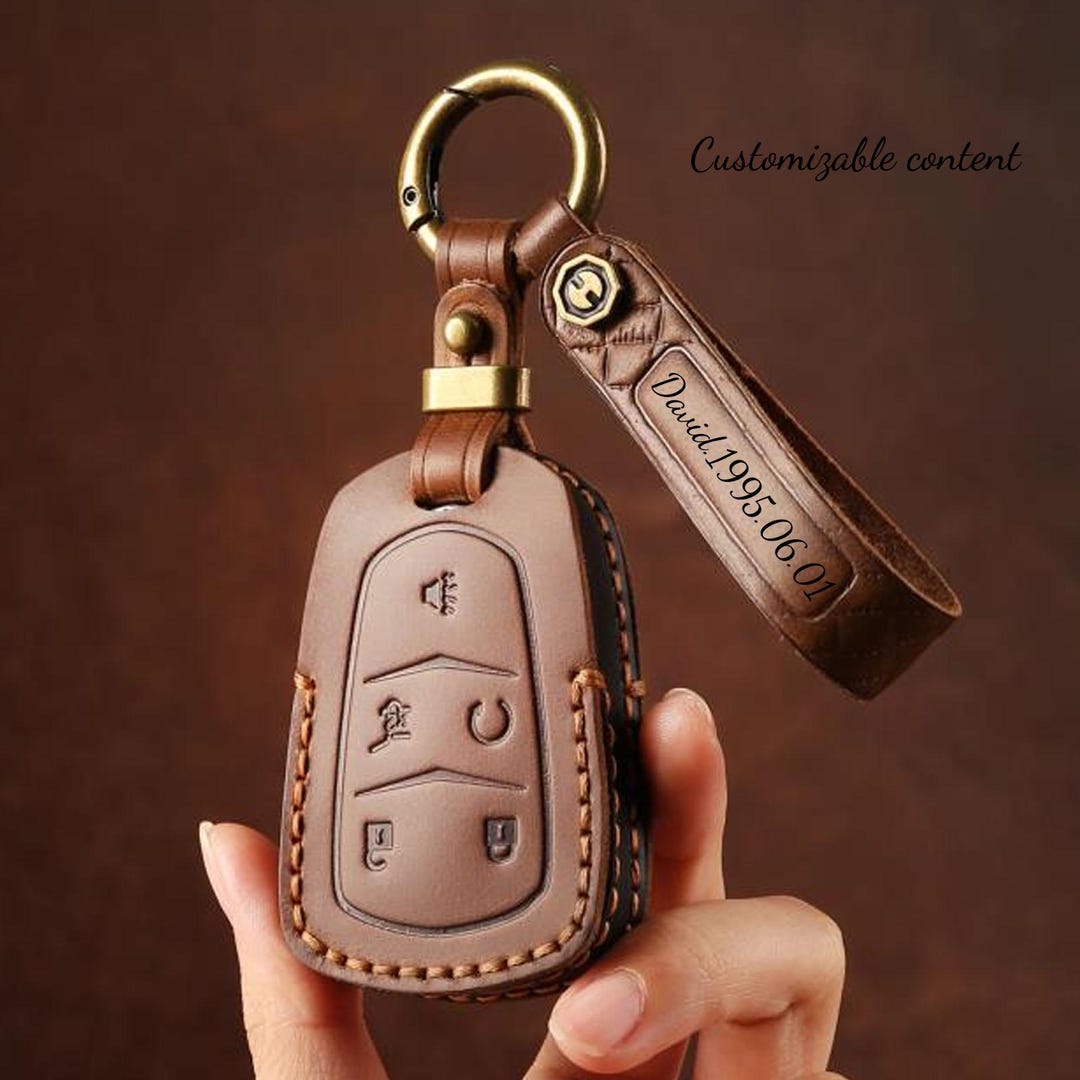 Personalized Leather Cadillac Key Fob Cover: Handcrafted Crazy Horse ...