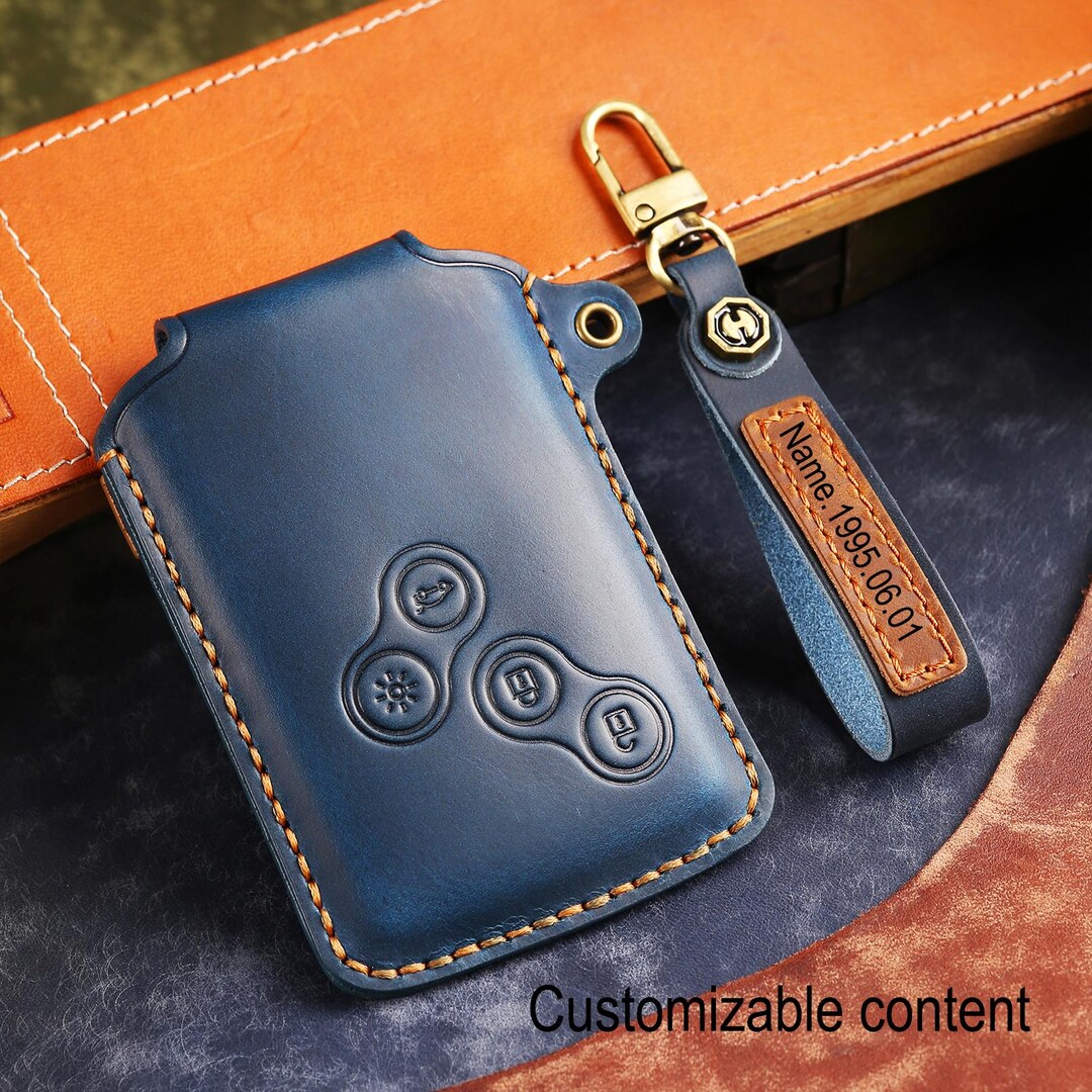 Personalized Handmade Genuine Leather Key Fob Case for Renault Duster ...