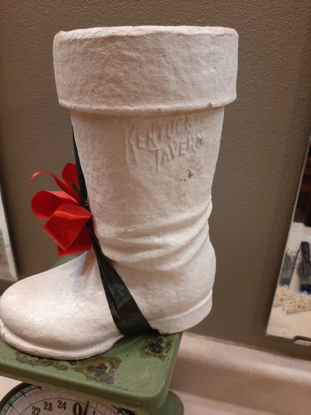 Vintage Kentucky Tavern Whiskey Paper Mache Santa Boot Gift From ...
